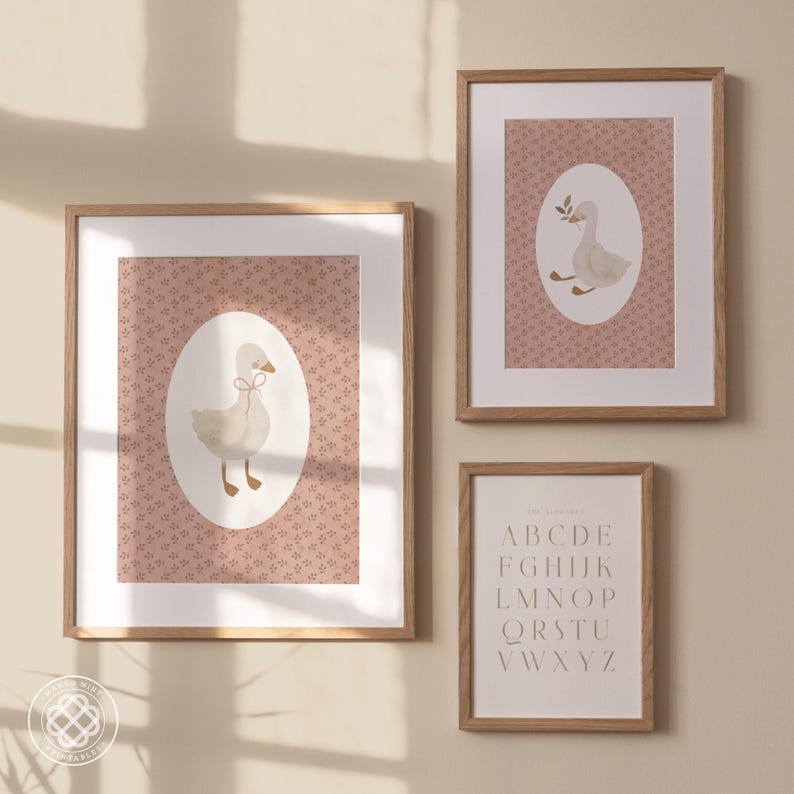 Antique Storybook Geese, Silly Goose Print Set, Printable Alphabet ...