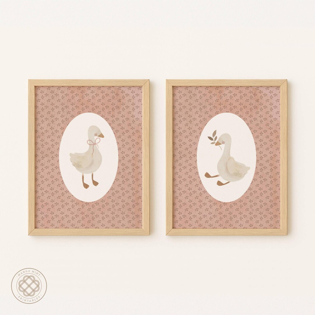 Antique Storybook Geese, Silly Goose Print Set, Printable Alphabet ...