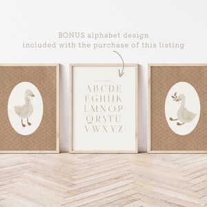 Antique Storybook Geese, Silly Goose Print, Printable Neutral Alphabet ...