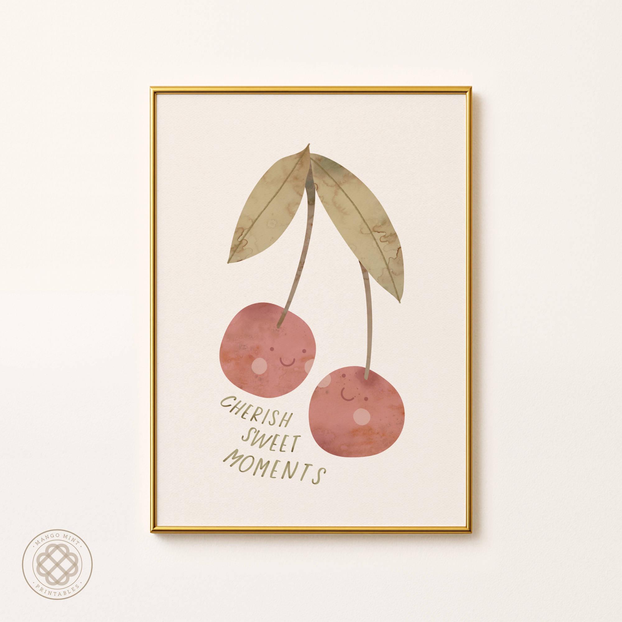 Cherry Printable Poster for Little Girls Room, Cherry Wall Art, Cherry ...