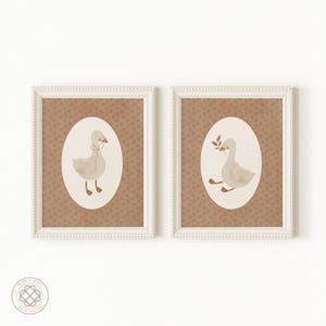 Antique Storybook Geese, Silly Goose Print, Printable Neutral Alphabet ...