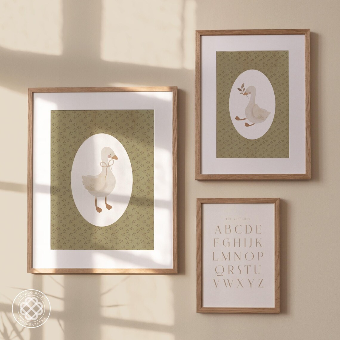 Antique Storybook Geese, Olive Green Nursery Decor, Silly Goose Poster ...