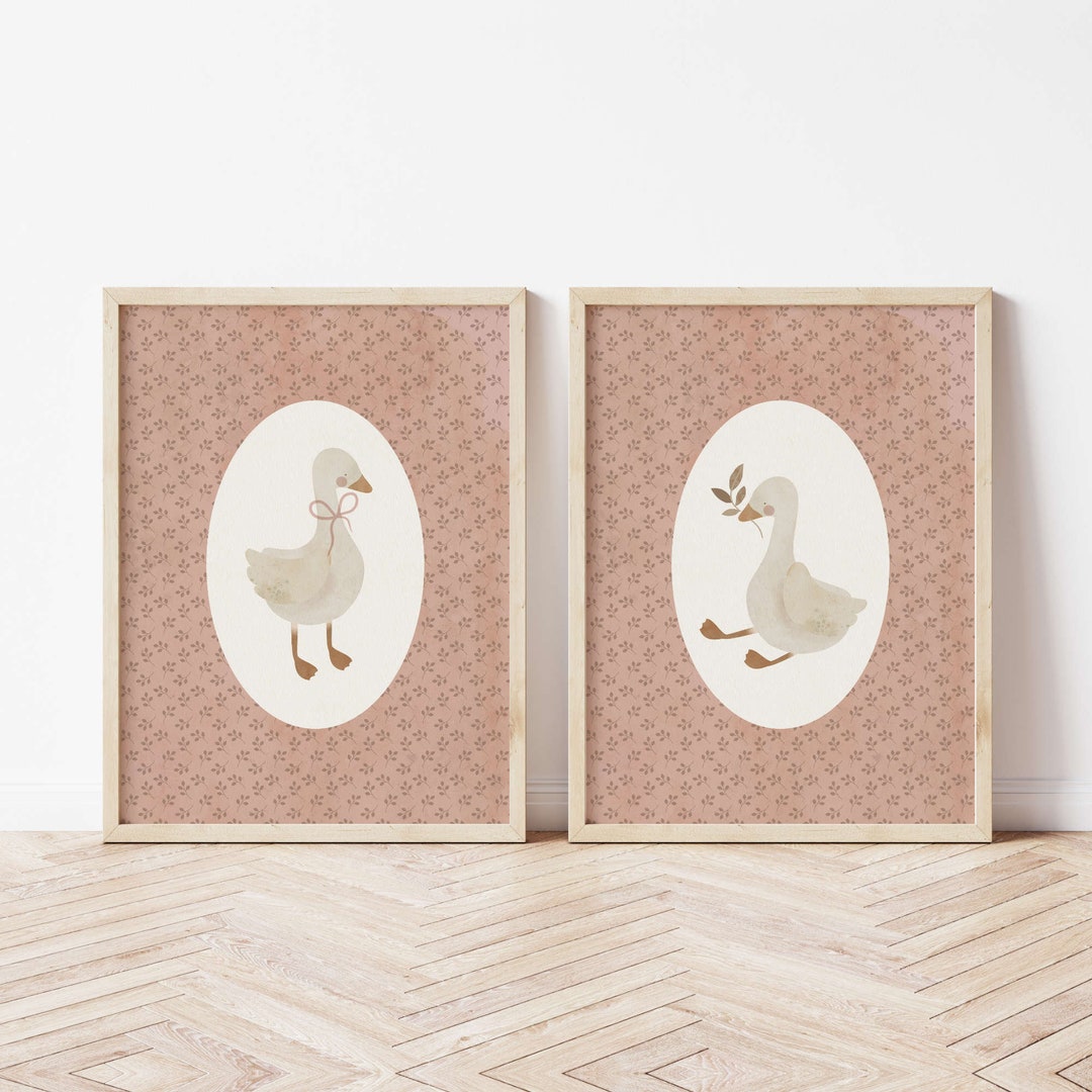 Antique Storybook Geese, Silly Goose Print Set, Printable Alphabet ...