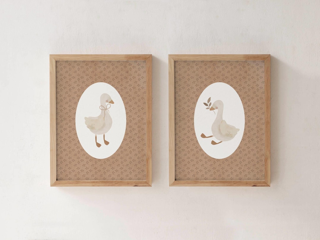 Antique Storybook Geese, Silly Goose Print, Printable Neutral Alphabet ...