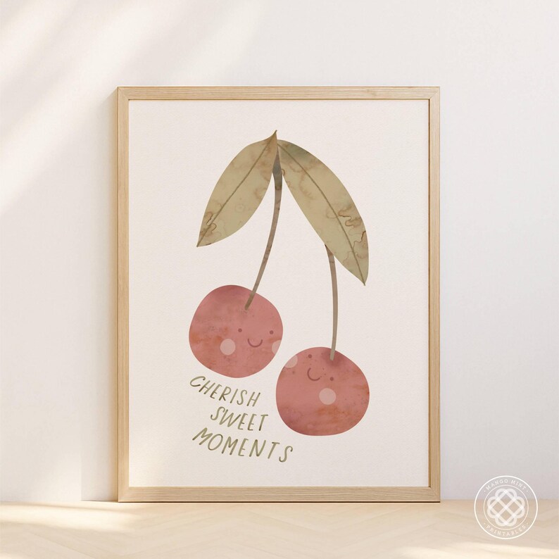 Cherry Printable Poster for Little Girls Room, Cherry Wall Art, Cherry ...