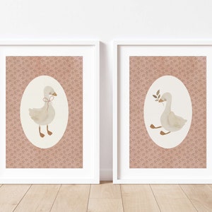 Antique Storybook Geese, Silly Goose Print Set, Printable Alphabet ...