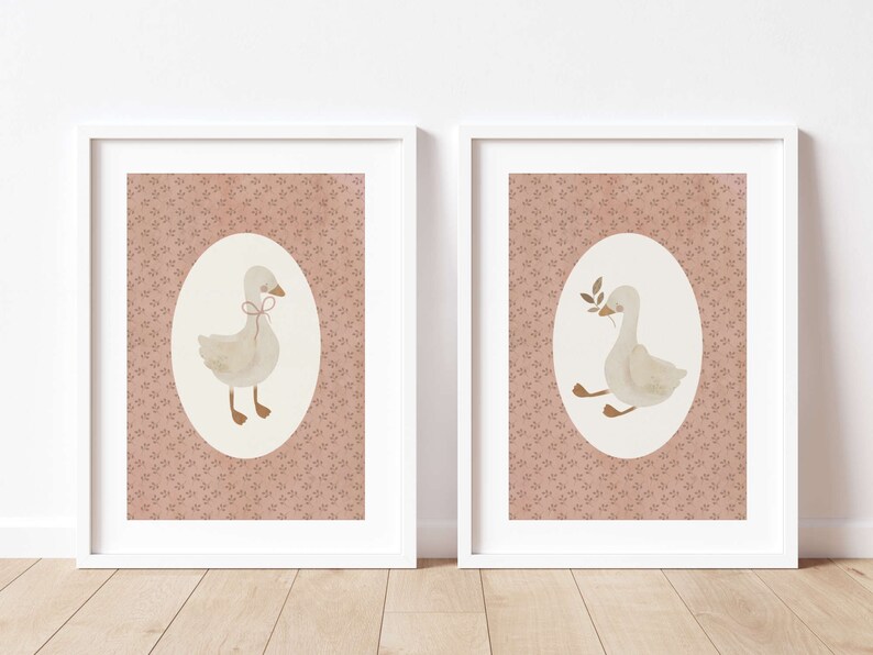Antique Storybook Geese, Silly Goose Print Set, Printable Alphabet ...