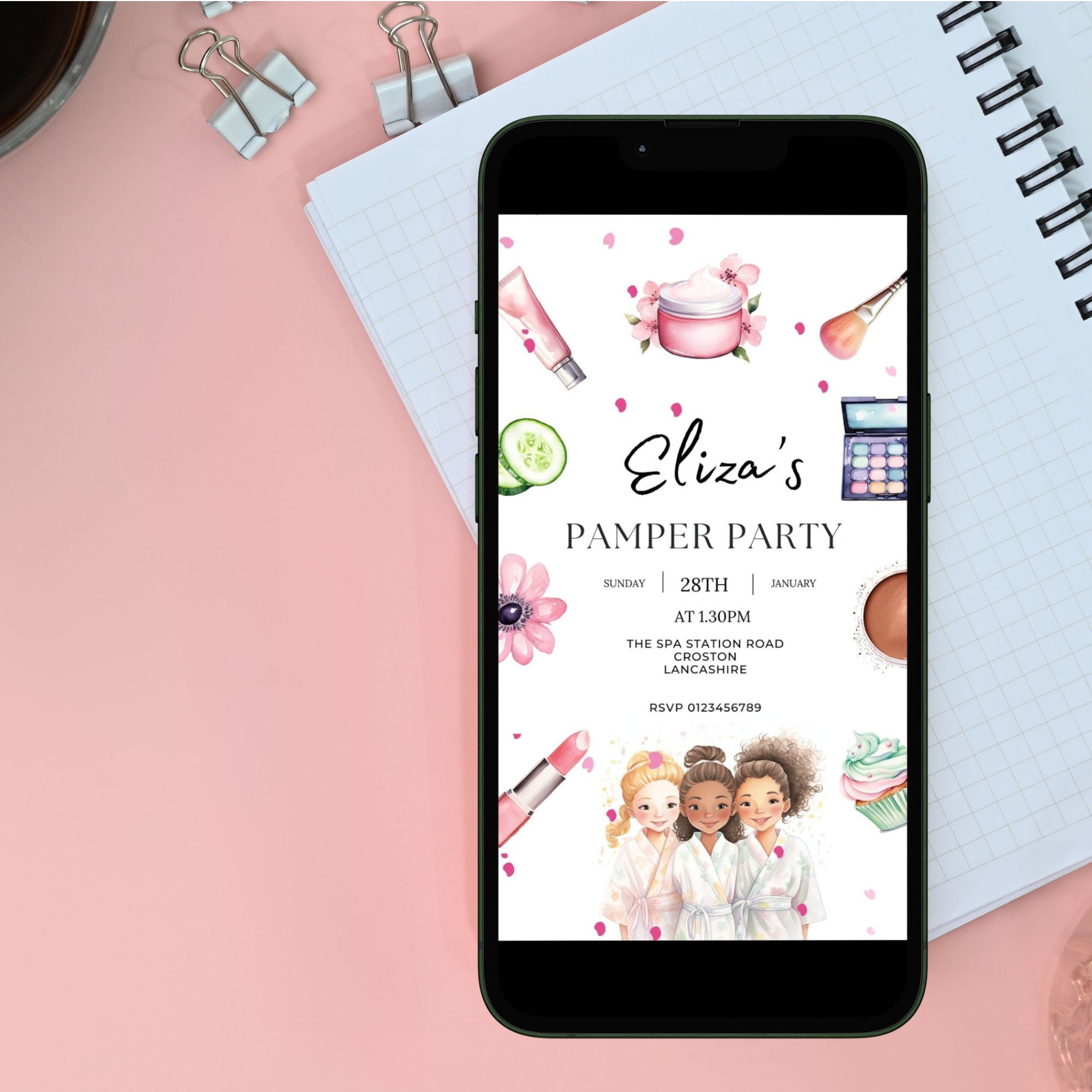 Mobile Animated Girls Pamper Party Video Invitation Template, Spa ...
