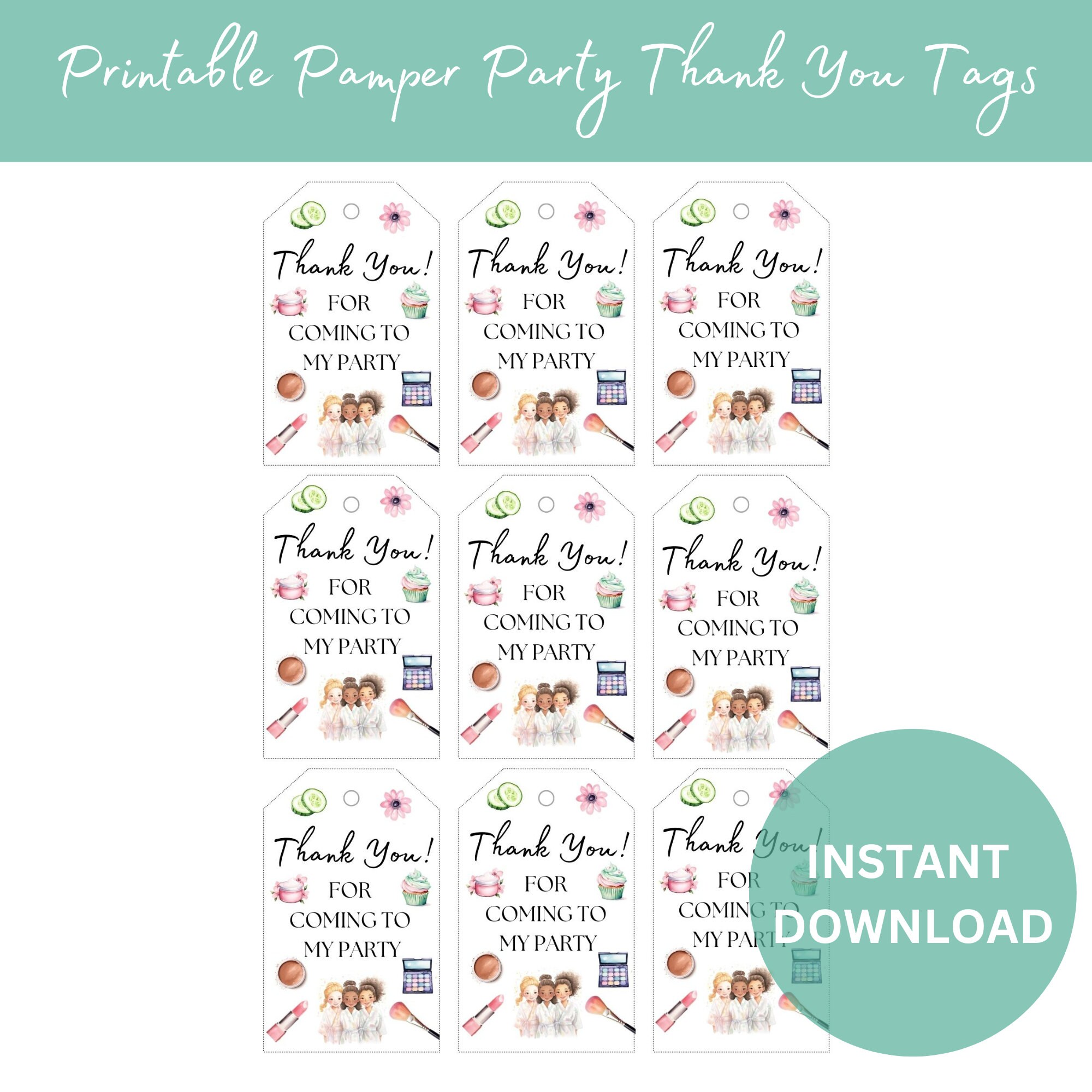 Pamper Party Favor Tags, Spa Birthday Party Favour Tags, Spa Party Bag ...