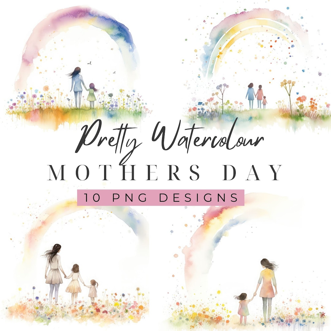 Mothers Day Clipart, Watercolour Clip Art Designs PNG Bundle, Mothers ...