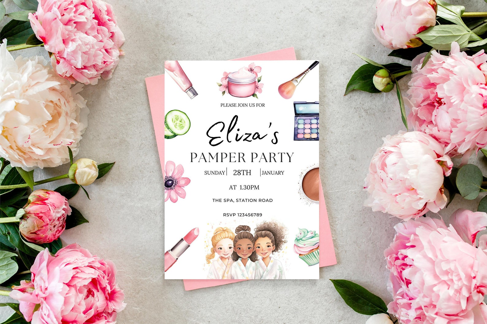 Printable Girls Pamper Party Invitation Template, Spa Birthday Party ...
