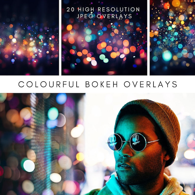 Bokeh Colour Lights Overlays for Photo Editing, Coloured Bokeh Digital ...