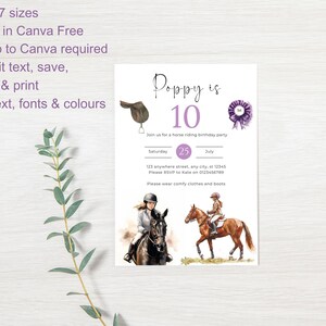 Printable Horse Riding Birthday Party Invitation Template, Horseback ...