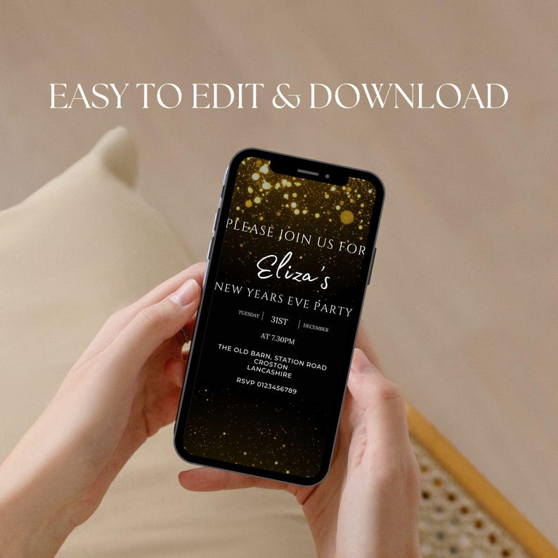 Mobile Animated New Years Eve Party Video Invitation Template, Text ...