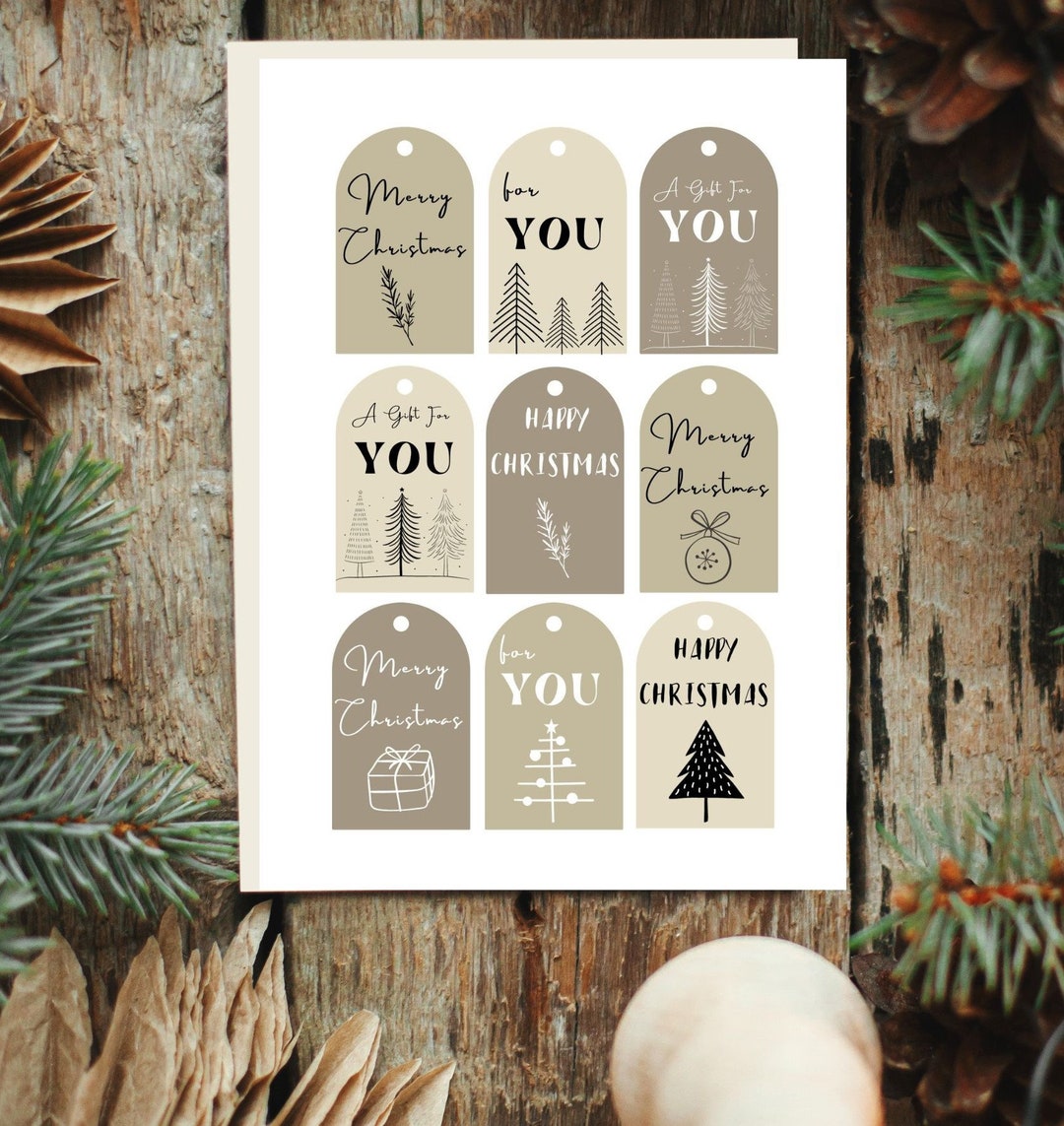 Neutral Christmas Gift Tags Printable, Beige, Neutral, Minimalist ...