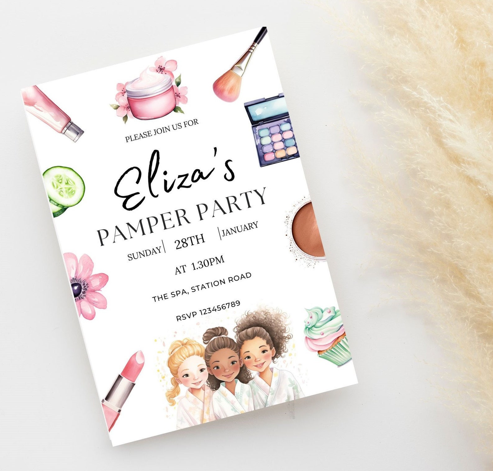 Printable Girls Pamper Party Invitation Template, Spa Birthday Party ...