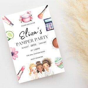 Printable Girls Pamper Party Invitation Template, Spa Birthday Party ...