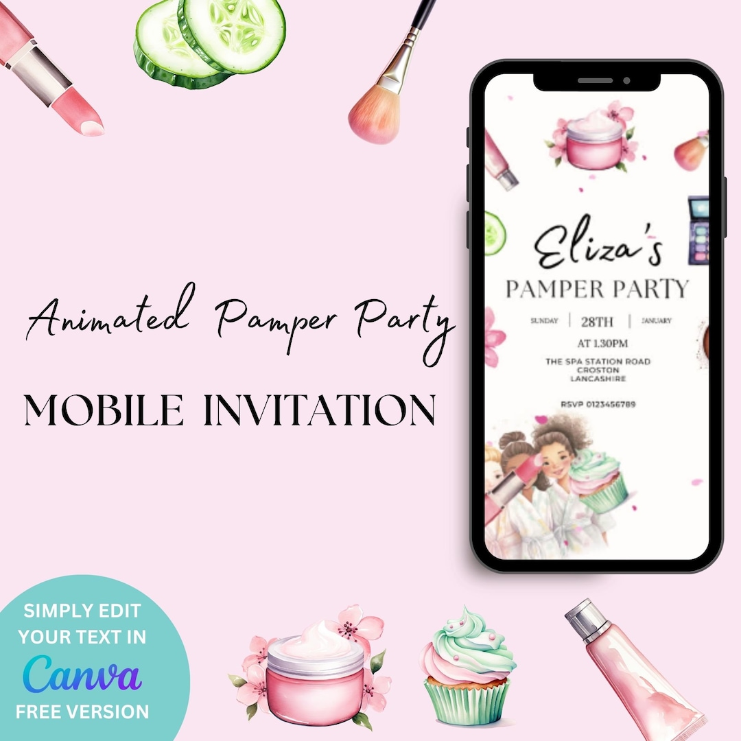 Mobile Animated Girls Pamper Party Video Invitation Template, Spa ...