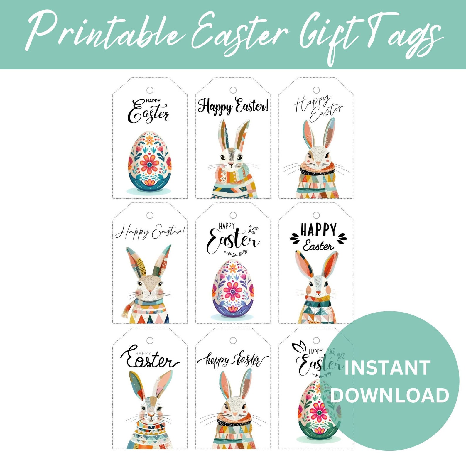Easter Gift Tags, Printable Easter Basket Tags, Digital Download to ...