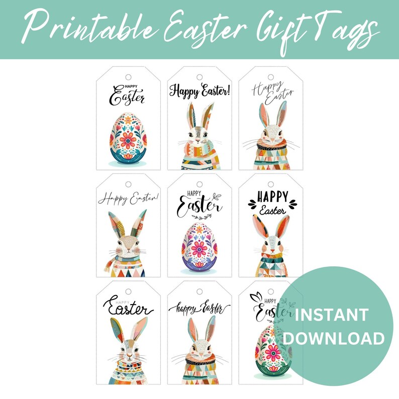 Easter Gift Tags, Printable Easter Basket Tags, Digital Download to ...