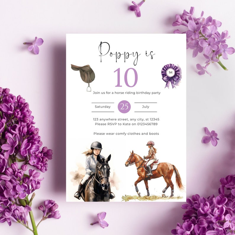 Printable Horse Riding Birthday Party Invitation Template, Horseback ...
