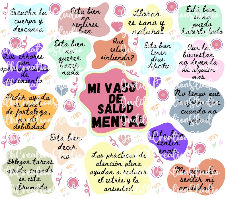 Mental Health Spanish Tumbler Wrap: Affirmations PNG SVG (digital ...