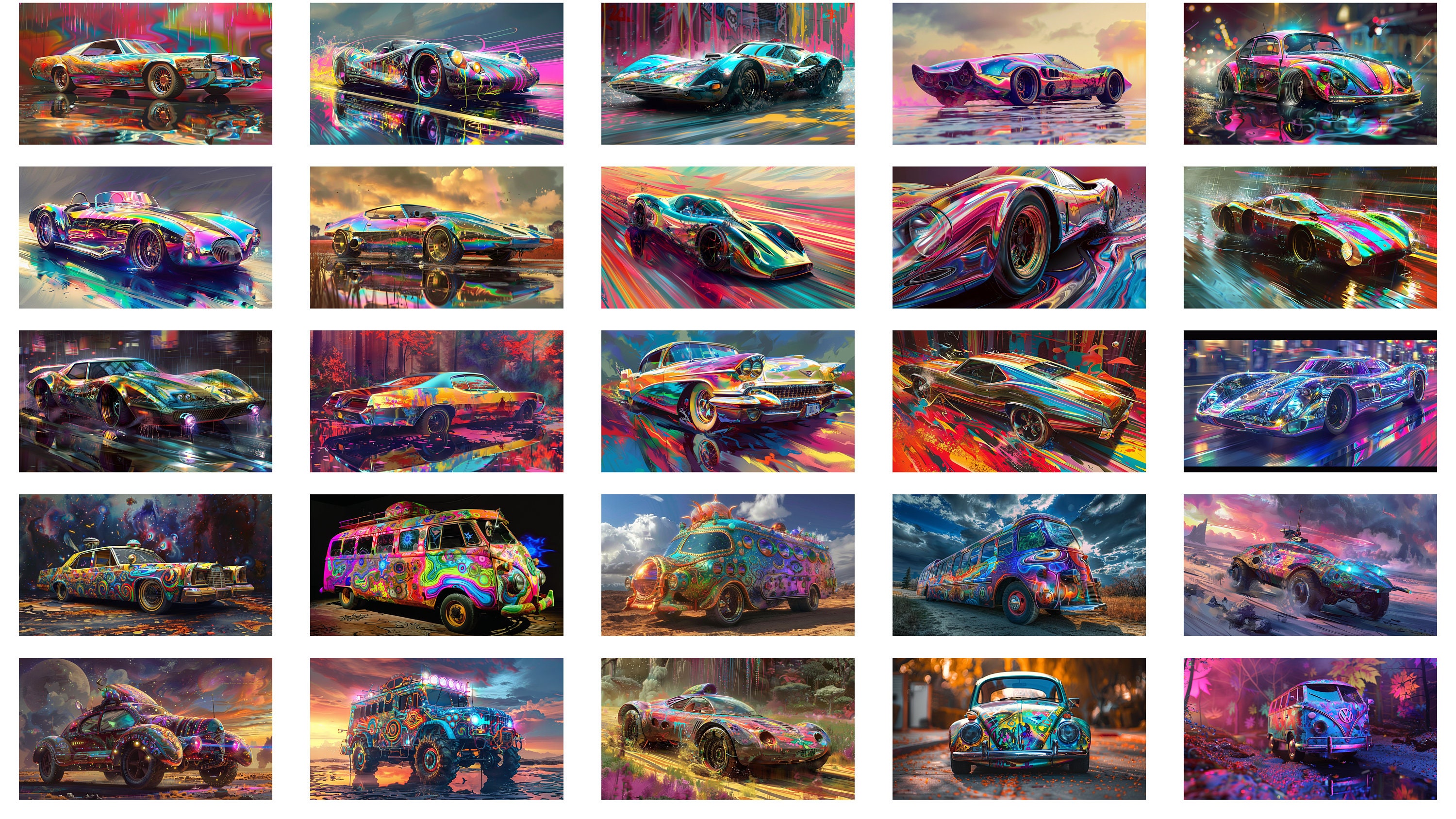 25 Desktop Wallpapers, Colorful, Psychedelic, Cars. Pack 1 - Etsy