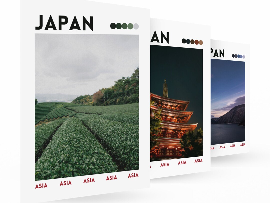 Japan Travel Poster Set of 3 Wall Art Japan Photo Art Japan Nature ...