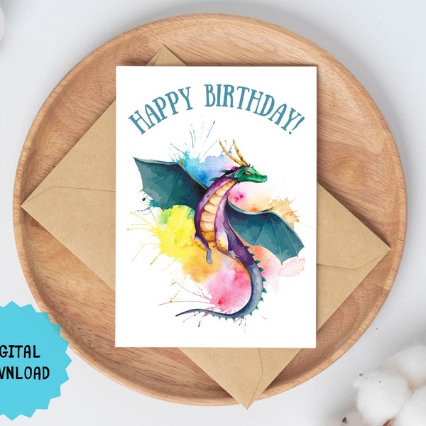 Dragon Themed Birthday Card - Etsy