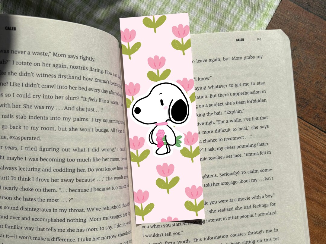 Flower Snoopy Bookmark – Handmade Laminated Cute the Peanuts Tulip Book ...