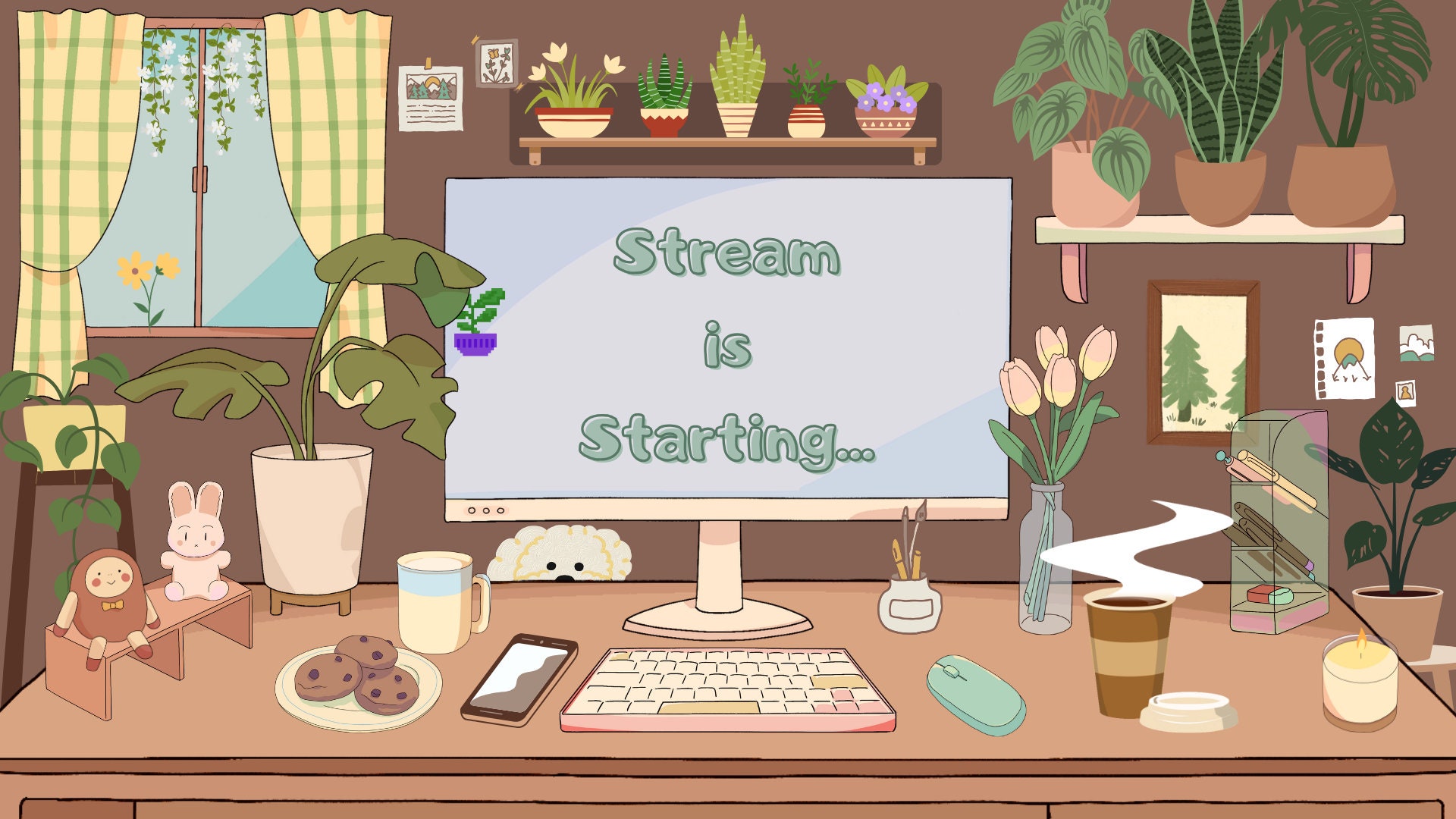 Cottagecore Animated 3in1 TWITCH OVERLAY SCREENS Streaming, Aesthetic ...