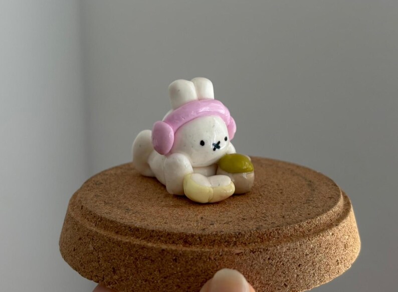 Handmade Miffy Figurine – Kawaii Polymer Clay Bunny With Headphones ...