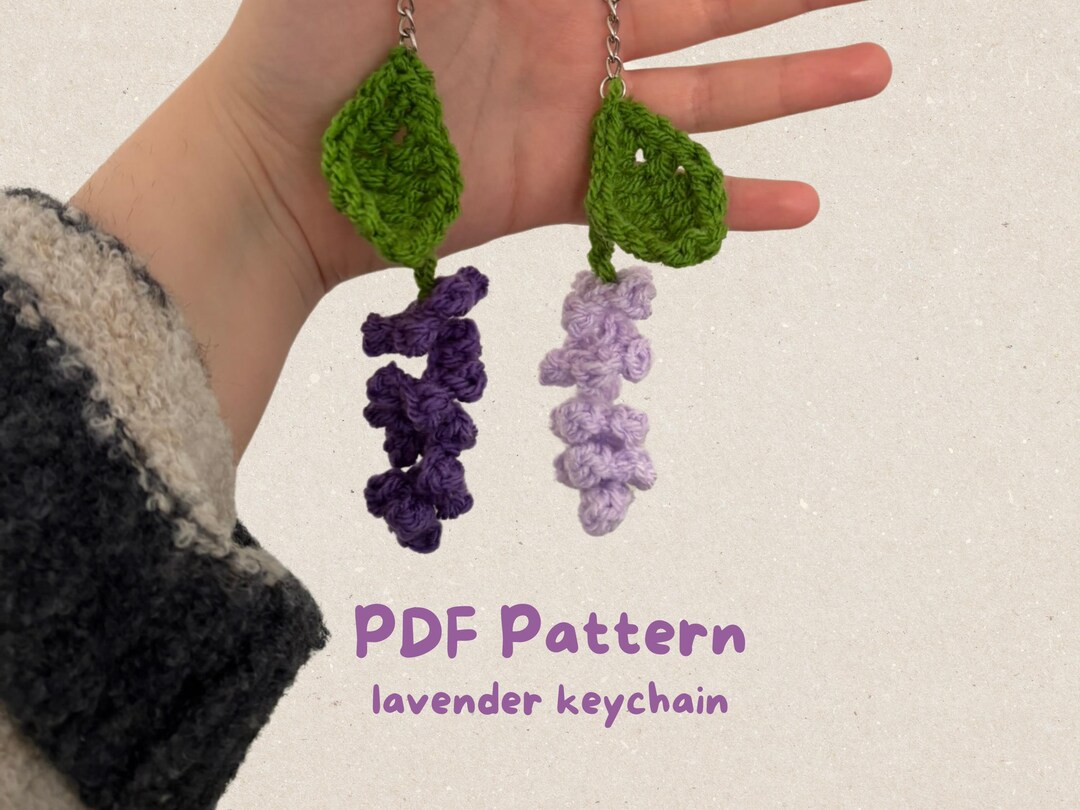 Crochet Lavender Keychain Pattern | Cute, Aesthetic, Kawaii Keychain ...