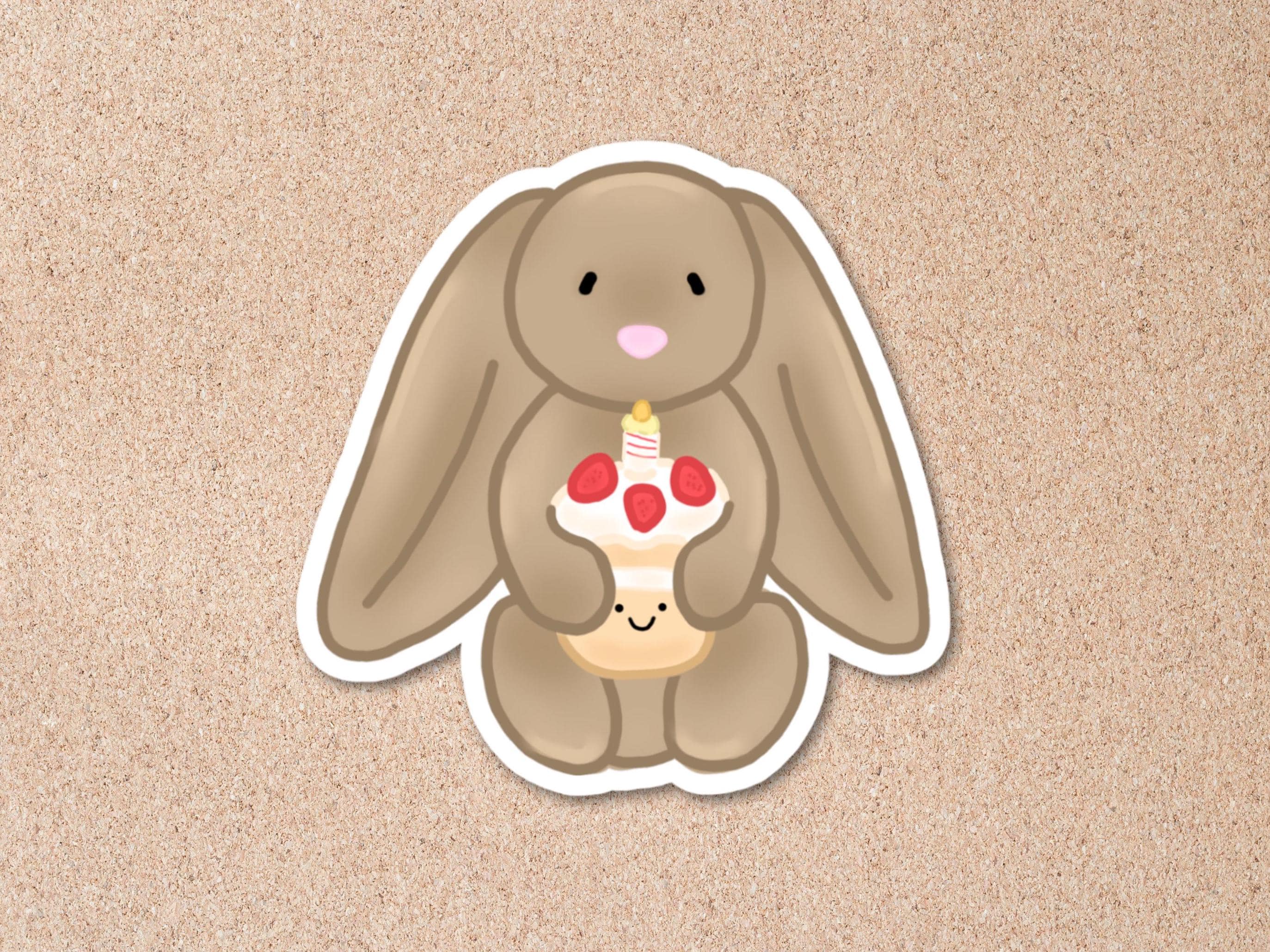 Jellycat Bunny & Birthday Cake Vinyl Sticker – Handdrawn Jellycat ...