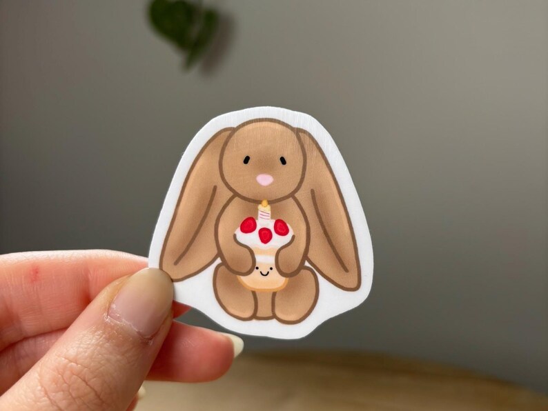 Jellycat Bunny & Birthday Cake Vinyl Sticker – Handdrawn Jellycat ...