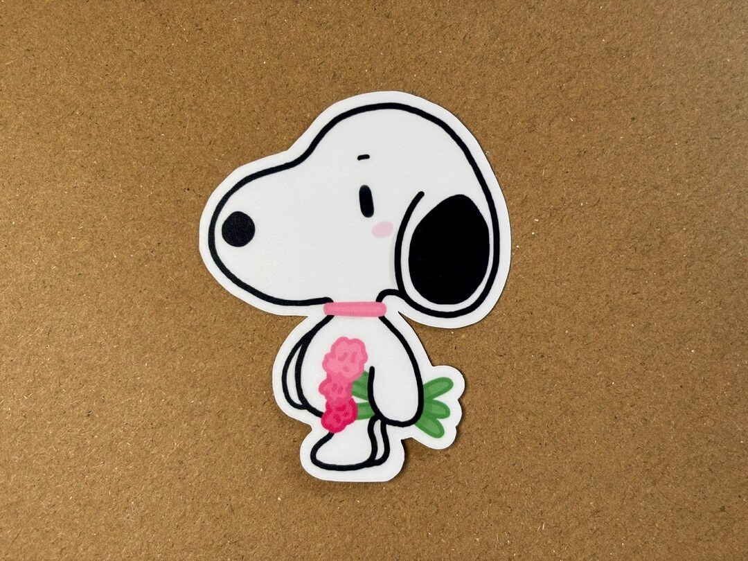 Flower Snoopy Inspired Vinyl Sticker – Handmade Peanuts Decal, Kawaii ...