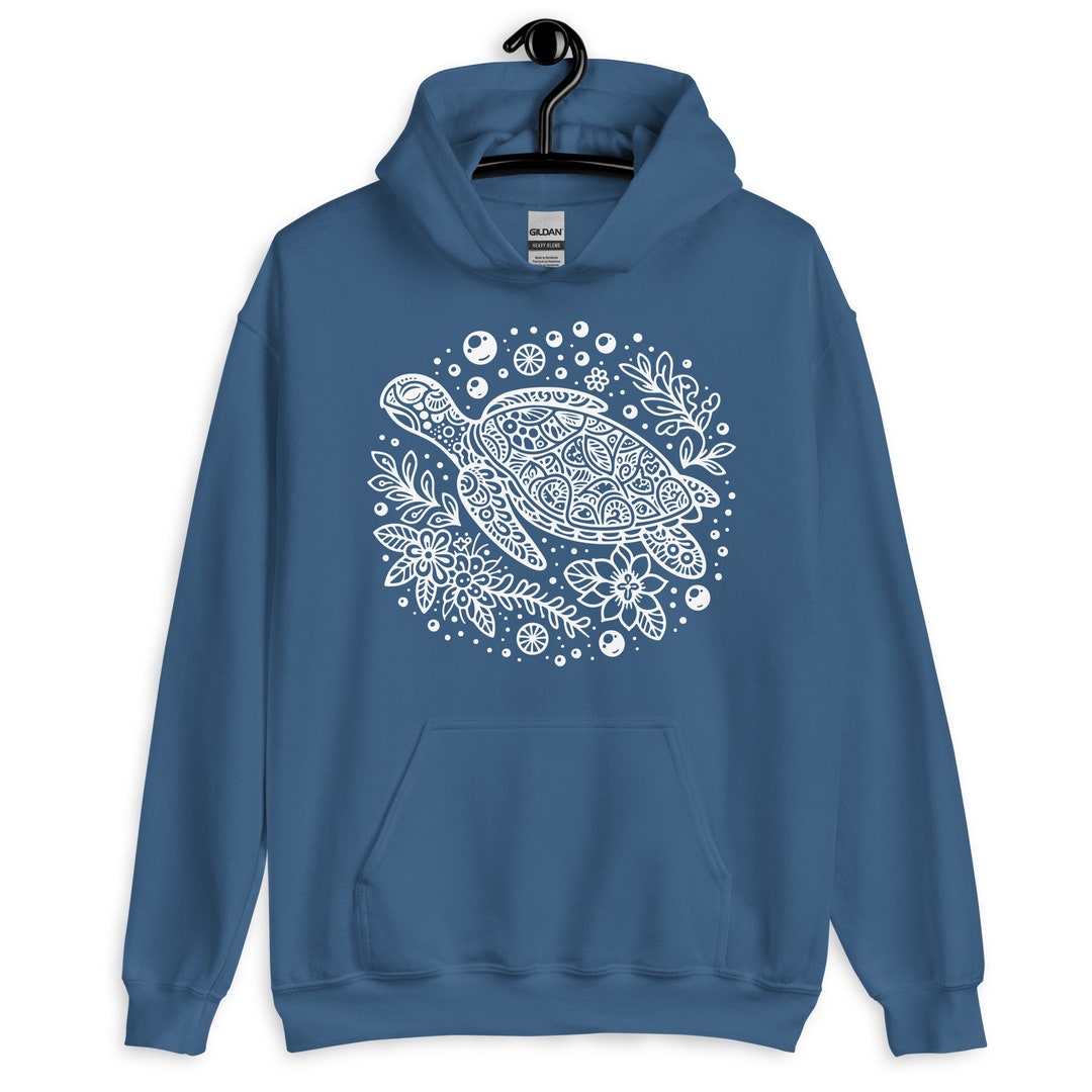 Floral Turtle Unisex Hoodie, Sea Turtle Hoodie, Turtle Lover Hoodie ...