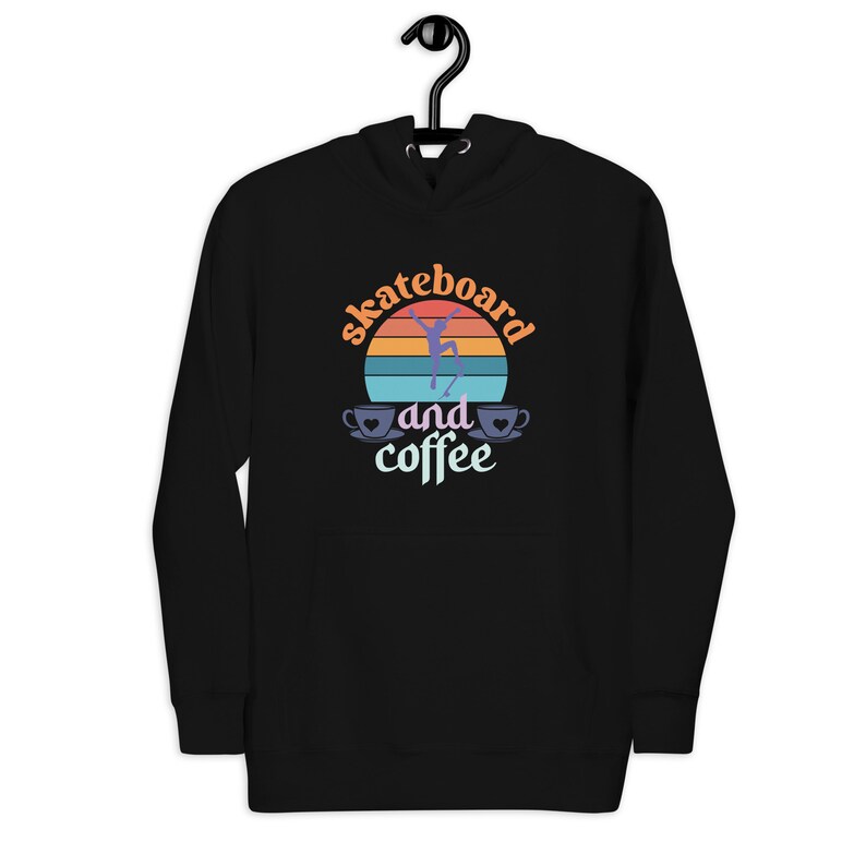Skateboard and Coffe Unisex Hoodie, Skater Sweatshirts, Skateboarding ...