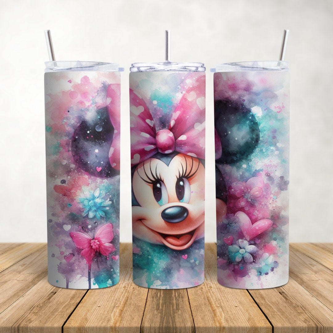 Watercolor Minnie Tumbler Wrap PNG 20 Oz Skinny Tumbler Design,minnie ...