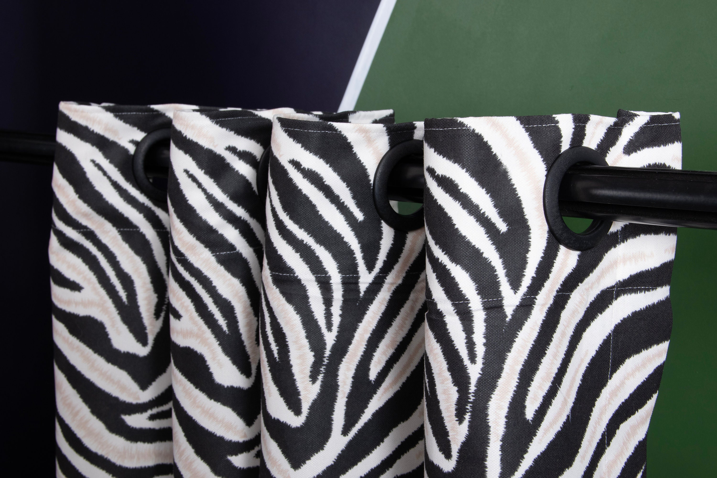 Zebra Design Grommet Curtains, Custom Living Room Curtains, Rod Pocket ...