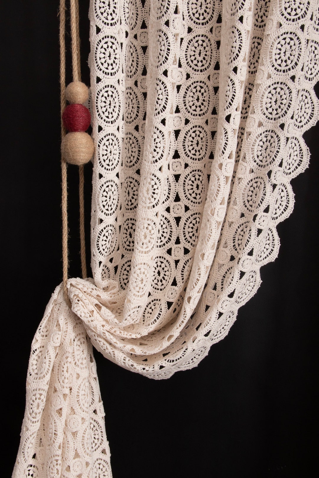 100% Original Lace Curtain,2 Diffrent Color, Linen Lace Curtain, With ...