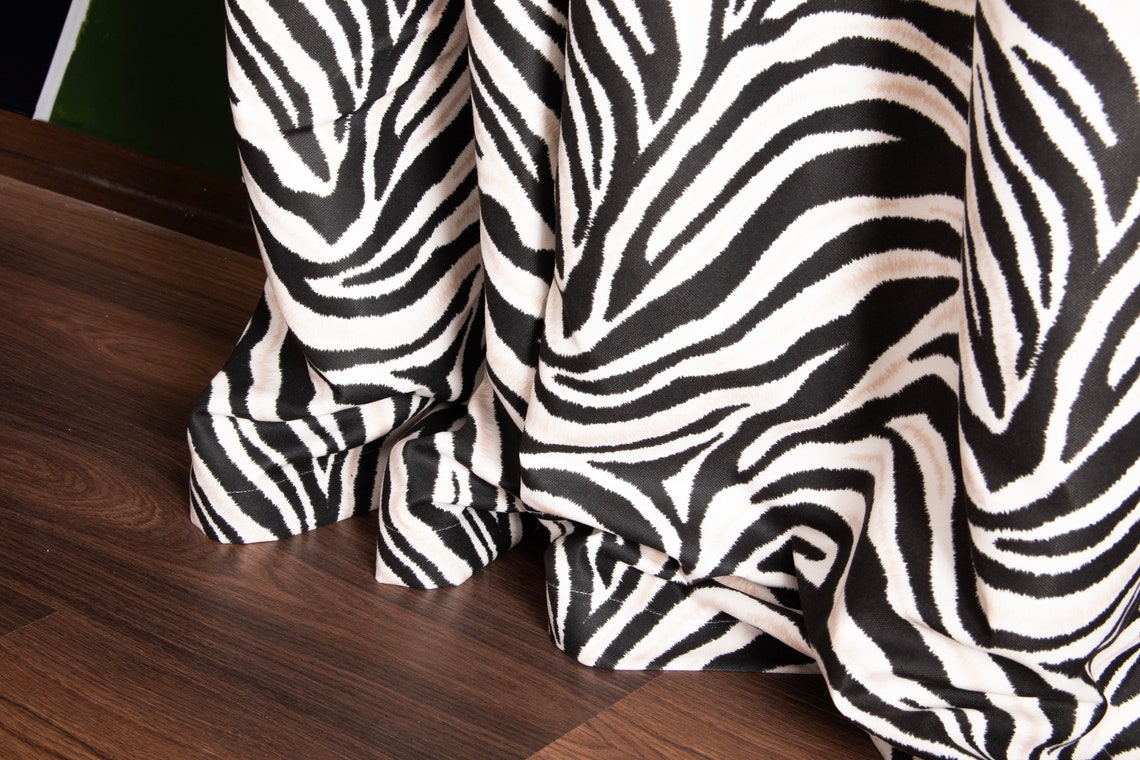 Zebra Design Grommet Curtains, Custom Living Room Curtains, Rod Pocket ...