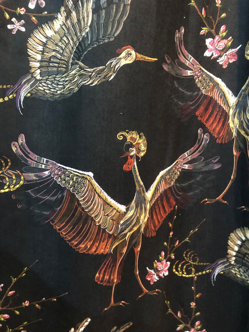 Embroidery Crane Birds and Sakura Flowers Seamless Pattern. Japanese ...