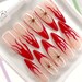 Red French Tips Fire Flames Design Gold Metallic Star Red Crystal Press ...