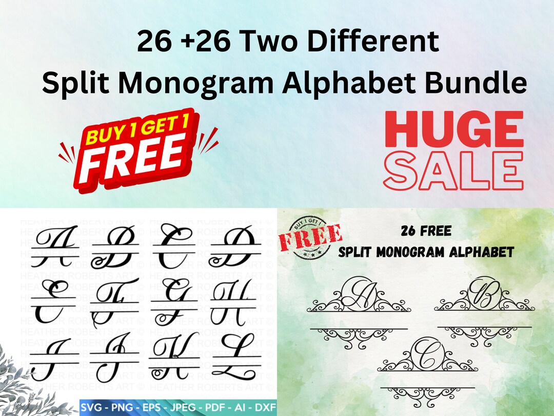 2626 Split Monogram Alphabet SVG DXF PNG Split Monogram - Etsy Australia