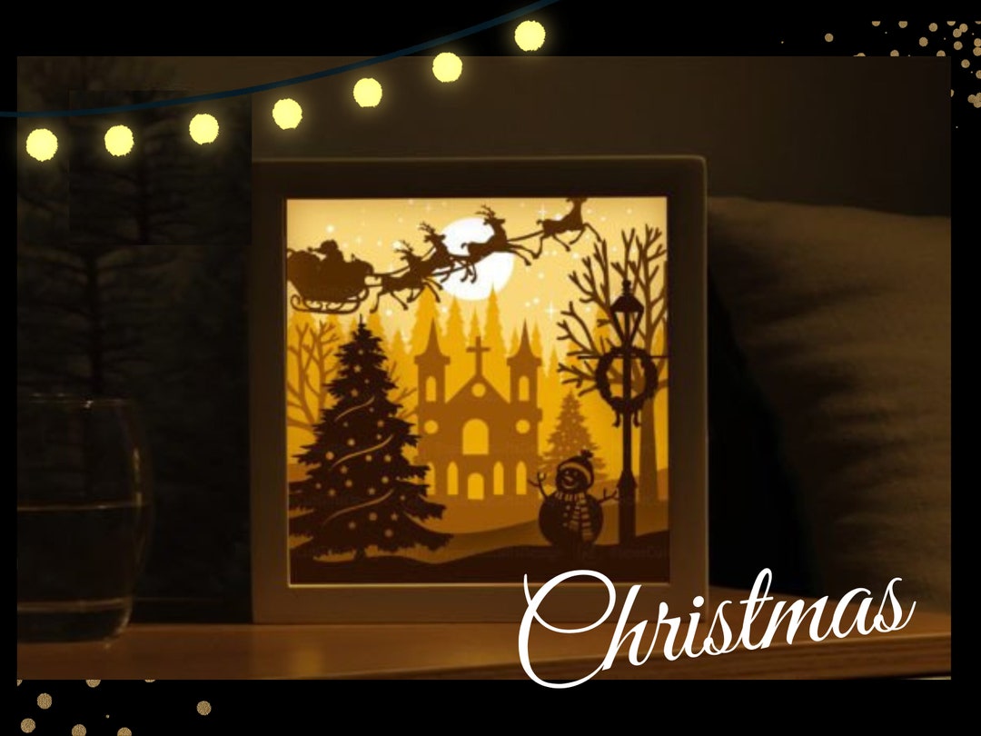 Merry Christmas Paper Cutting Shadow Box paper Cut Lamp for - Etsy