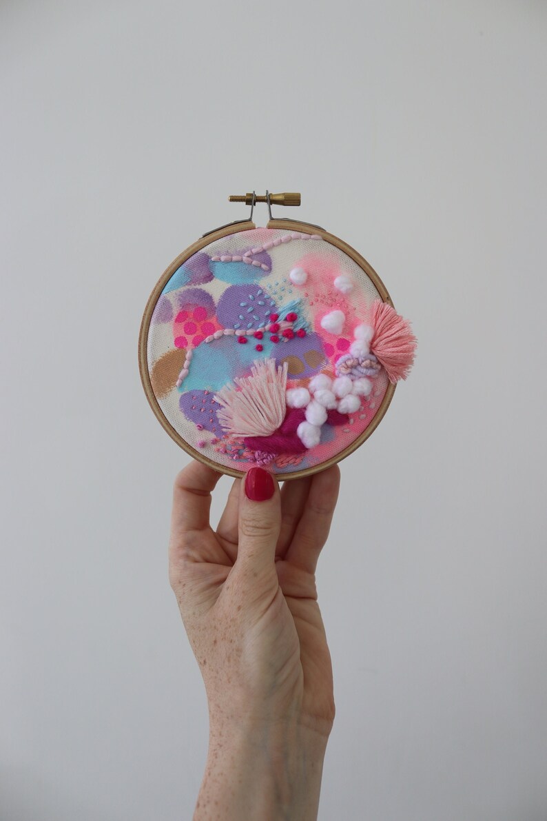 Pink Icing Handmade Original Embroidery Art, Abstract Embroidery ...