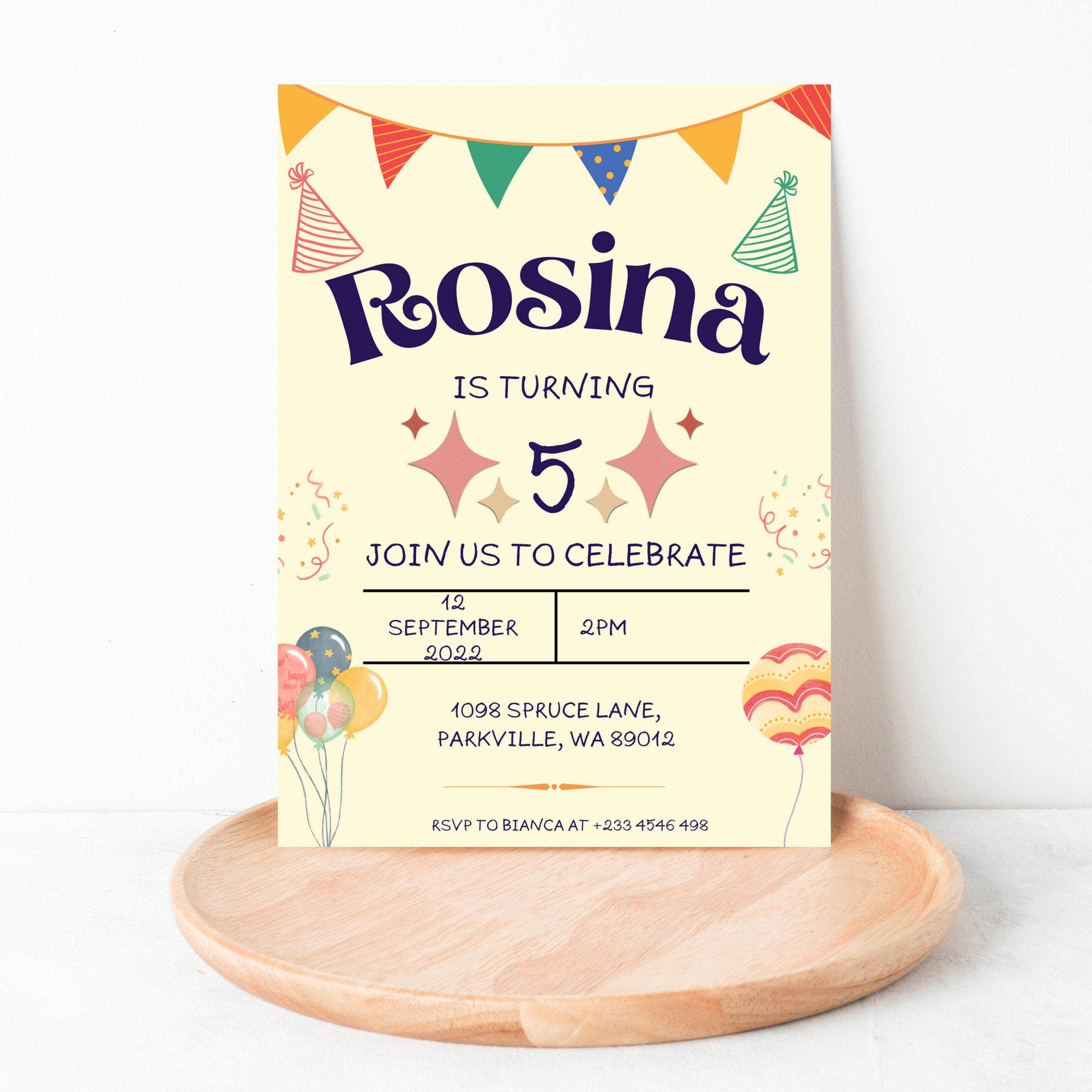Birthday Invitation Editable, 5th Birthday Invite Download, Boy-girl ...