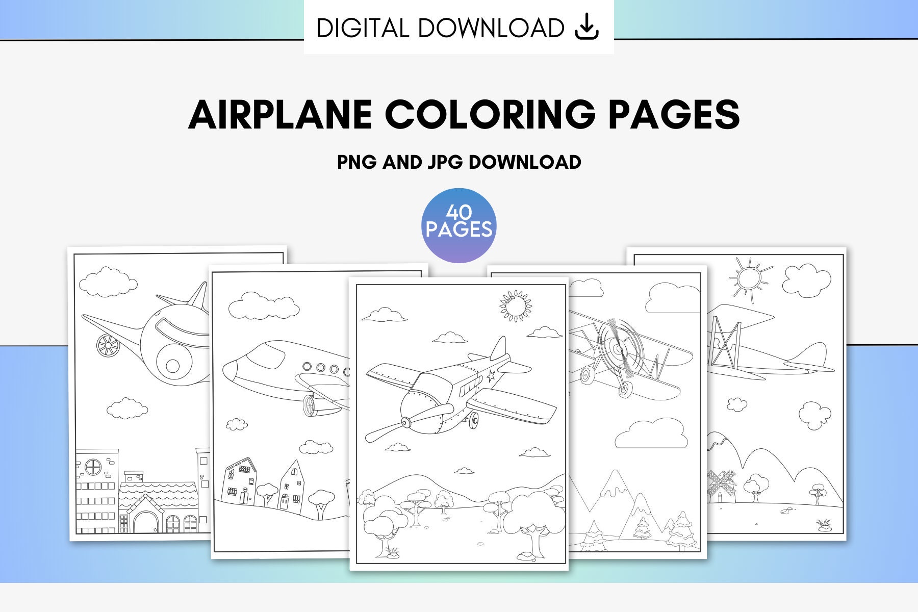 Airplane Coloring Pages, Airplane Printables Coloring Book, Airplane ...