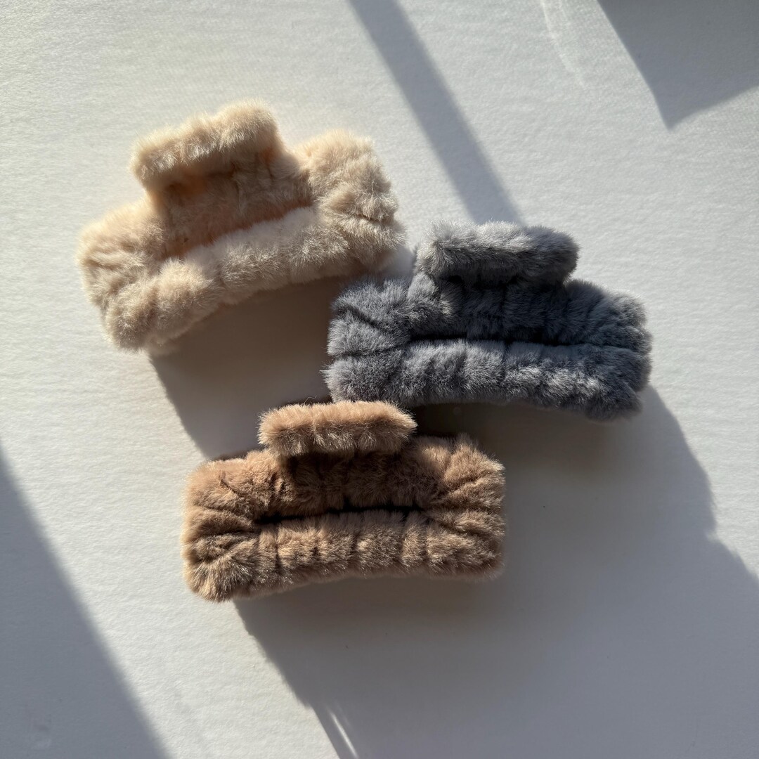 Fluffy Faux Fur Hair Claw Clip for Friend Gift Idea Furry Claw Clip ...